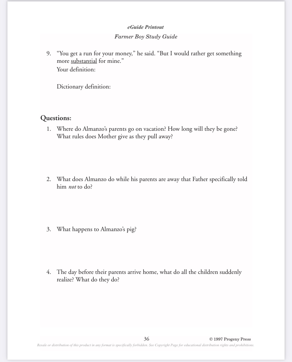 Progeny Press: Farmer Boy Study Guide Review! – Little Learner and Mom
